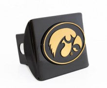 University of Iowa Hawkeyes Tigerhawk Gold on Black Metal Hitch Cover ...