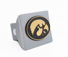 University of Iowa Hawkeyes Tigerhawk Gold on Silver Metal Hitch Cover ...