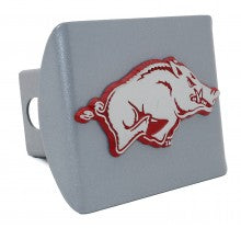 University of Arkansas Razorback Crimson Edge on Silver Metal Hitch Co ...